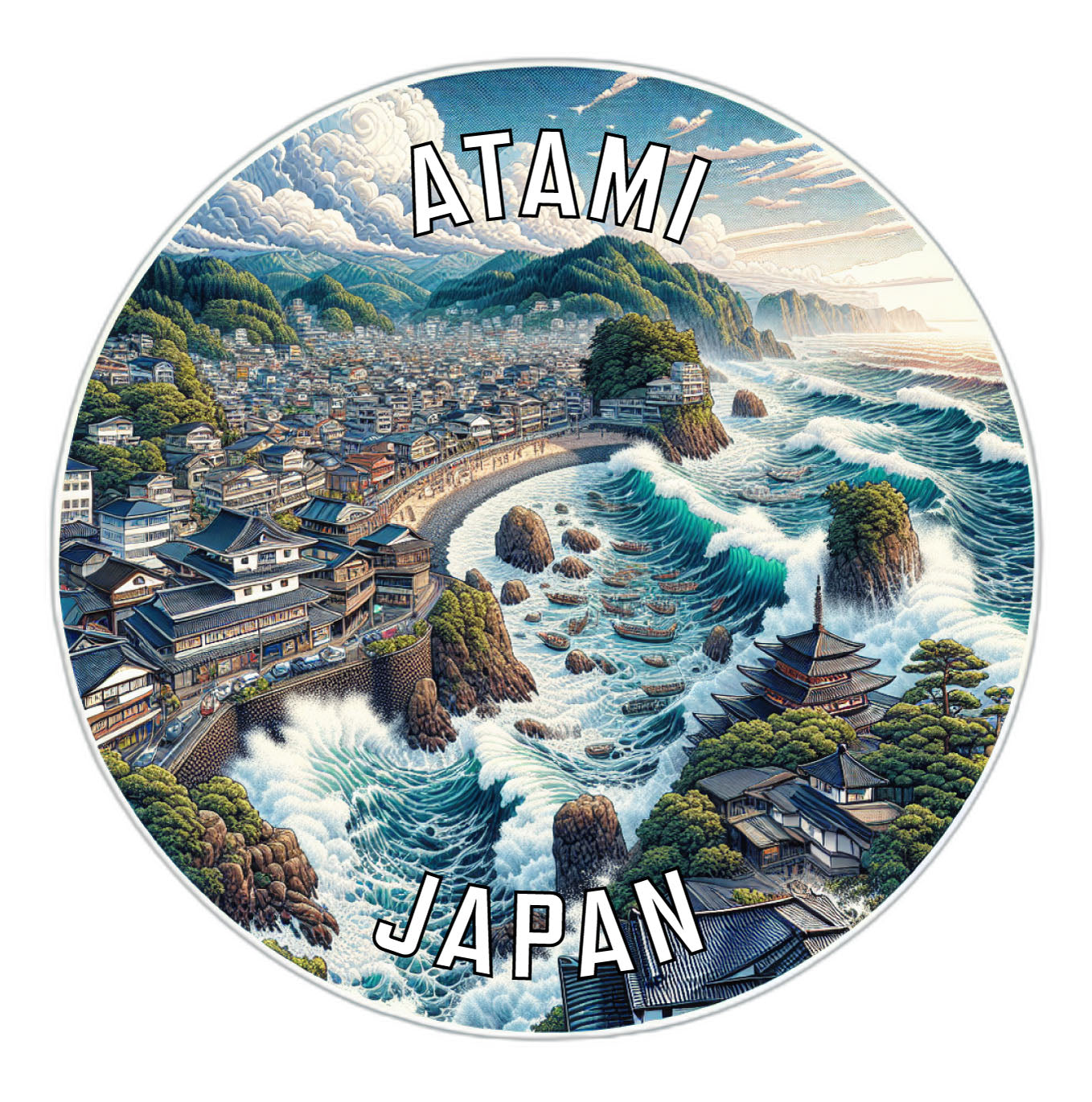 Atami Japan Souvenir Vinyl Decal Sticker 2-Inch – R & R INC.