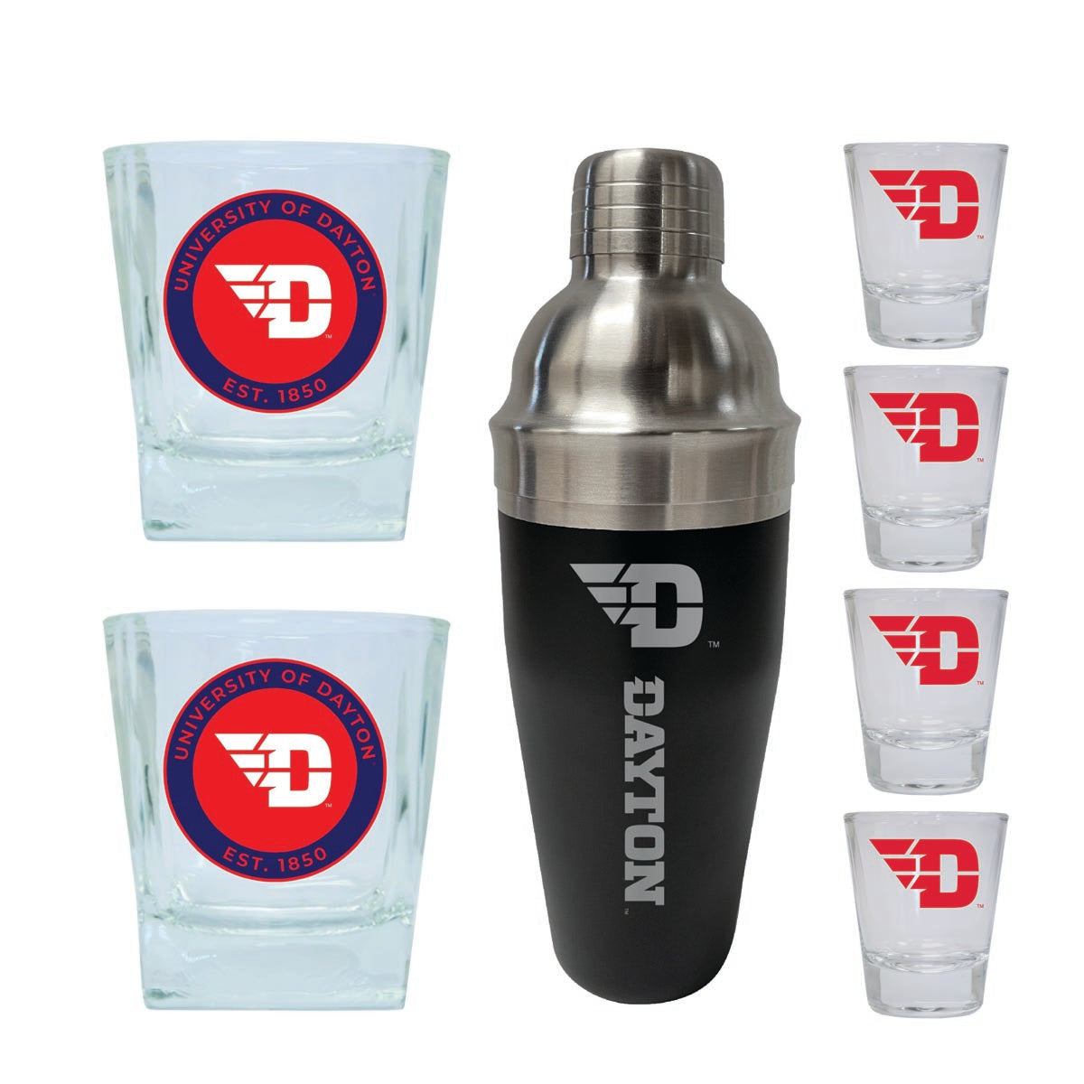 Dayton Flyers Officially Licensed Collegiate Barware Set – 7-Piece Coc ...