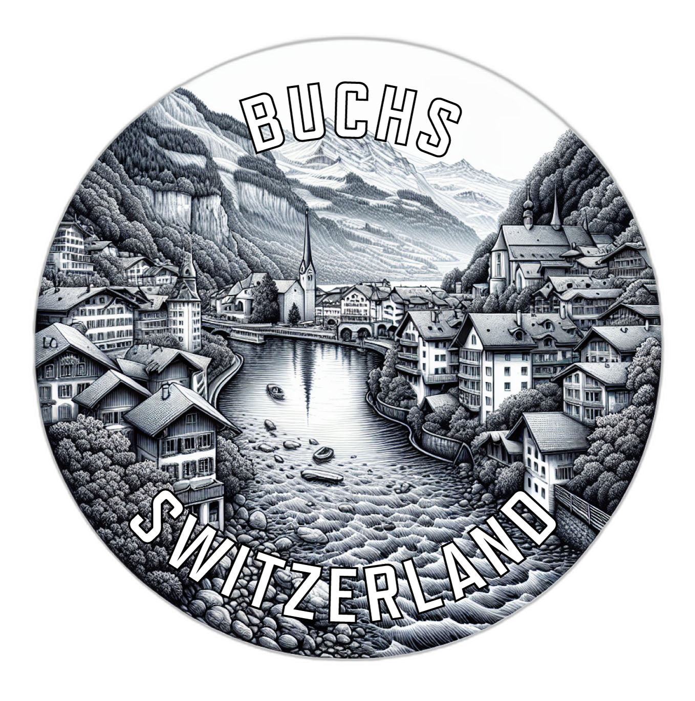 Buchs Switzerland Souvenir Vinyl Decal Sticker 2-Inch – R & R INC.