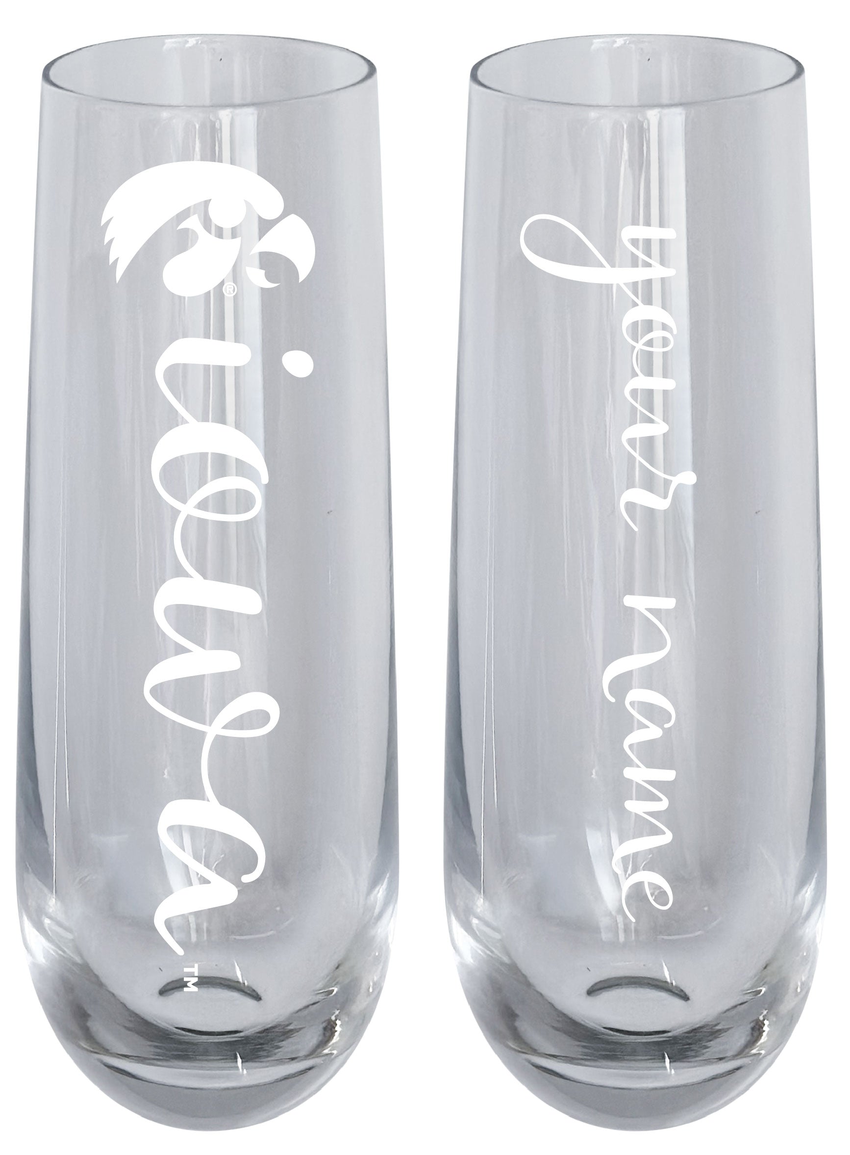 Iowa Hawkeyes Customizable 10 oz Engraved Champagne Flute – Officially ...