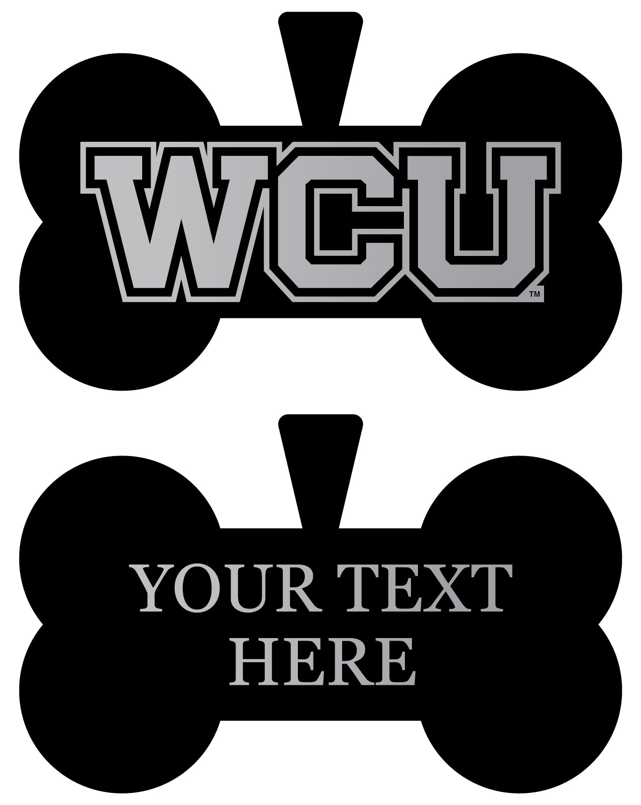 Western Carolina University Personalized Matte Black Bone Dog Tag ...