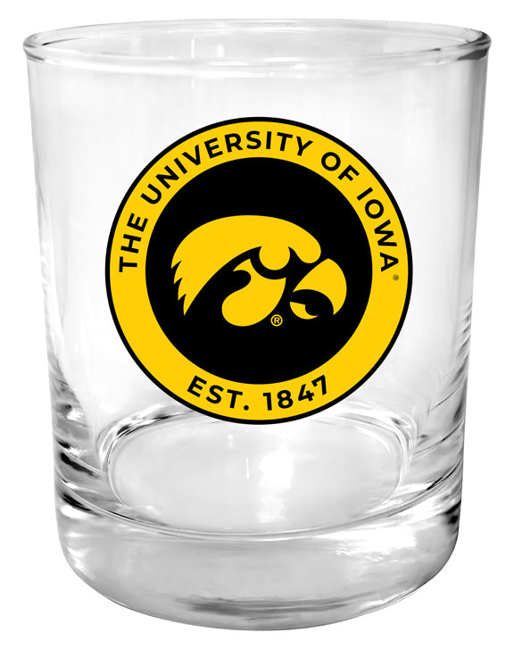 Iowa Hawkeyes 11 oz Round College Whiskey Glass – Officially Licensed ...