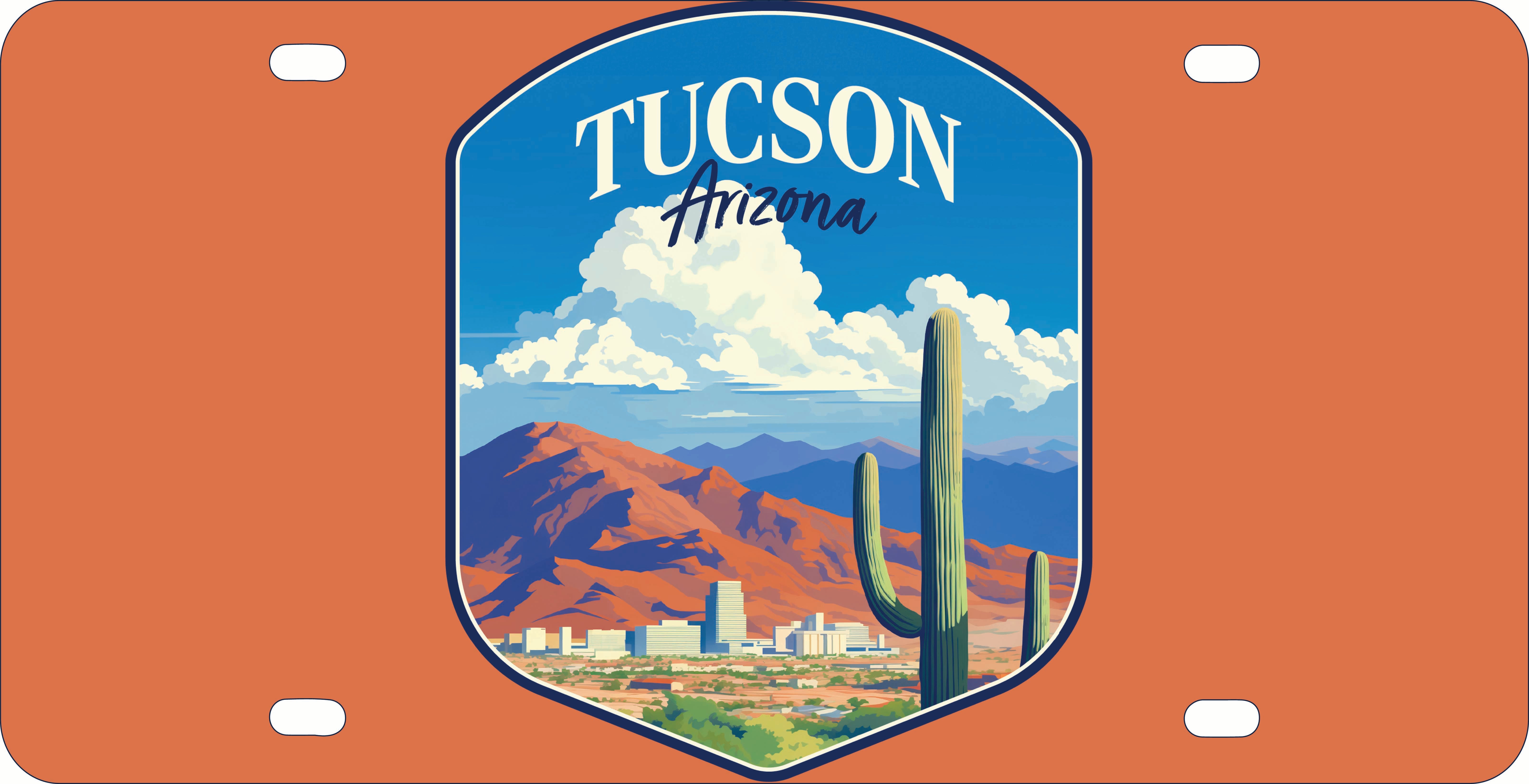 Tucson Arizona Desert Mountains Design Souvenir Metal License Plate – R ...