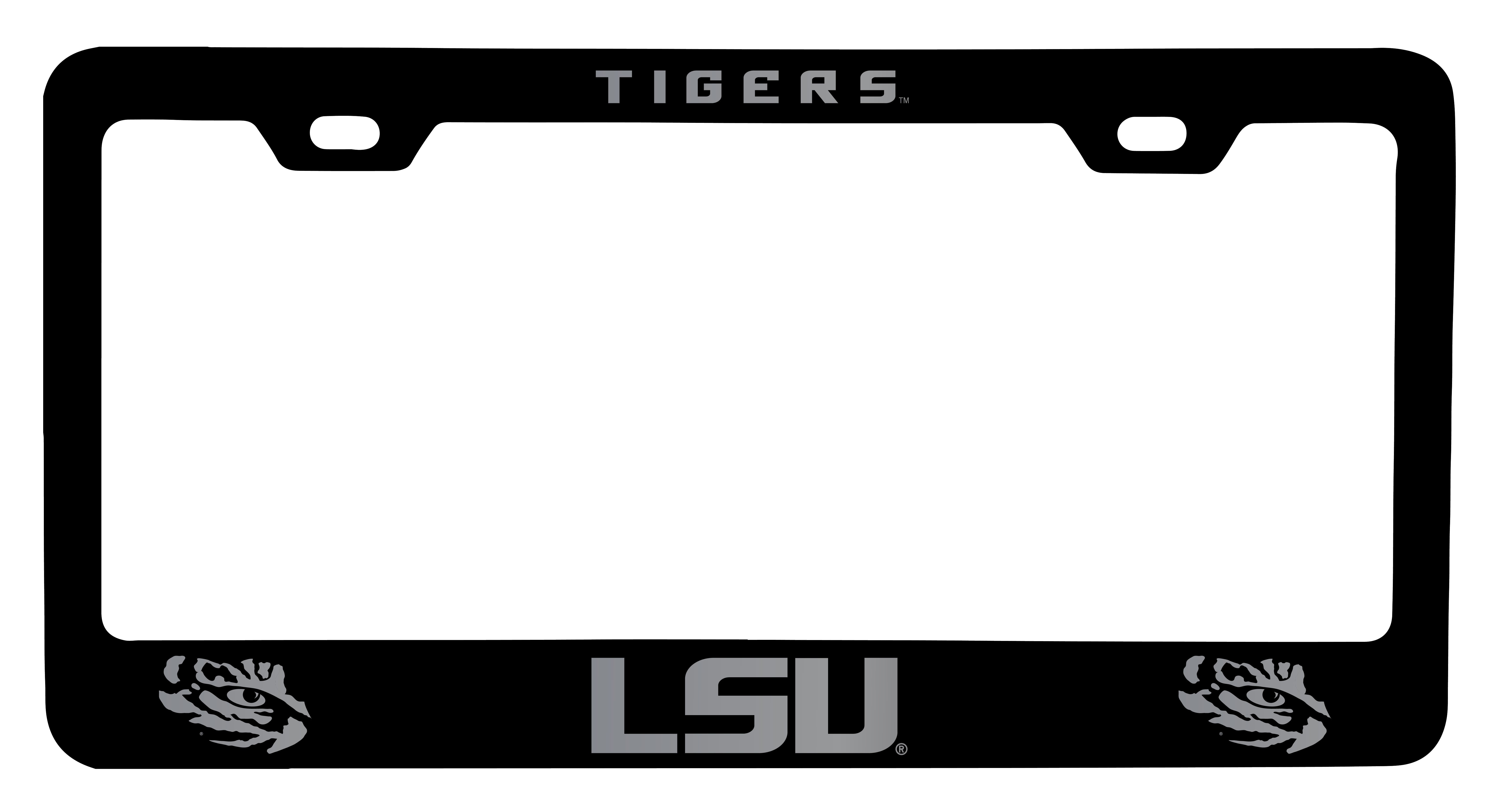 LSU Tigers Engraved Metal License Plate Frame Black Officially Licensed ...