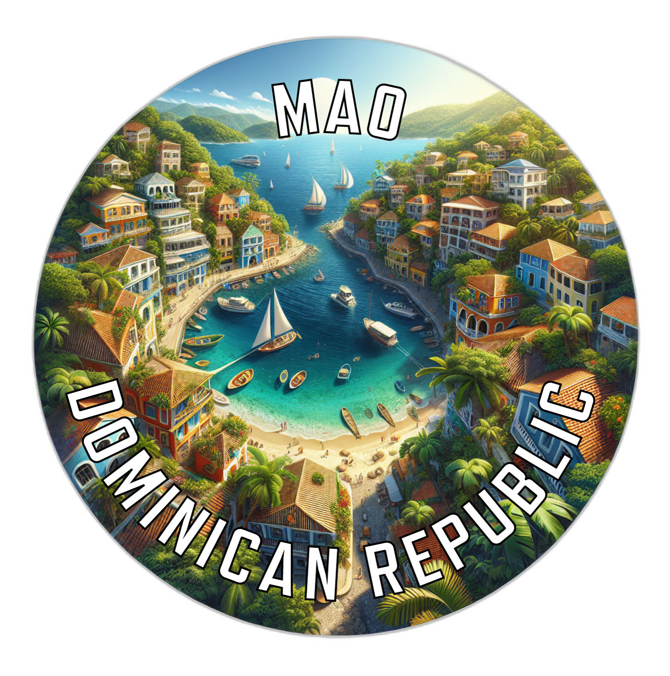 Mao Dominican Republic Souvenir Vinyl Decal Sticker 2-Inch – R & R INC.
