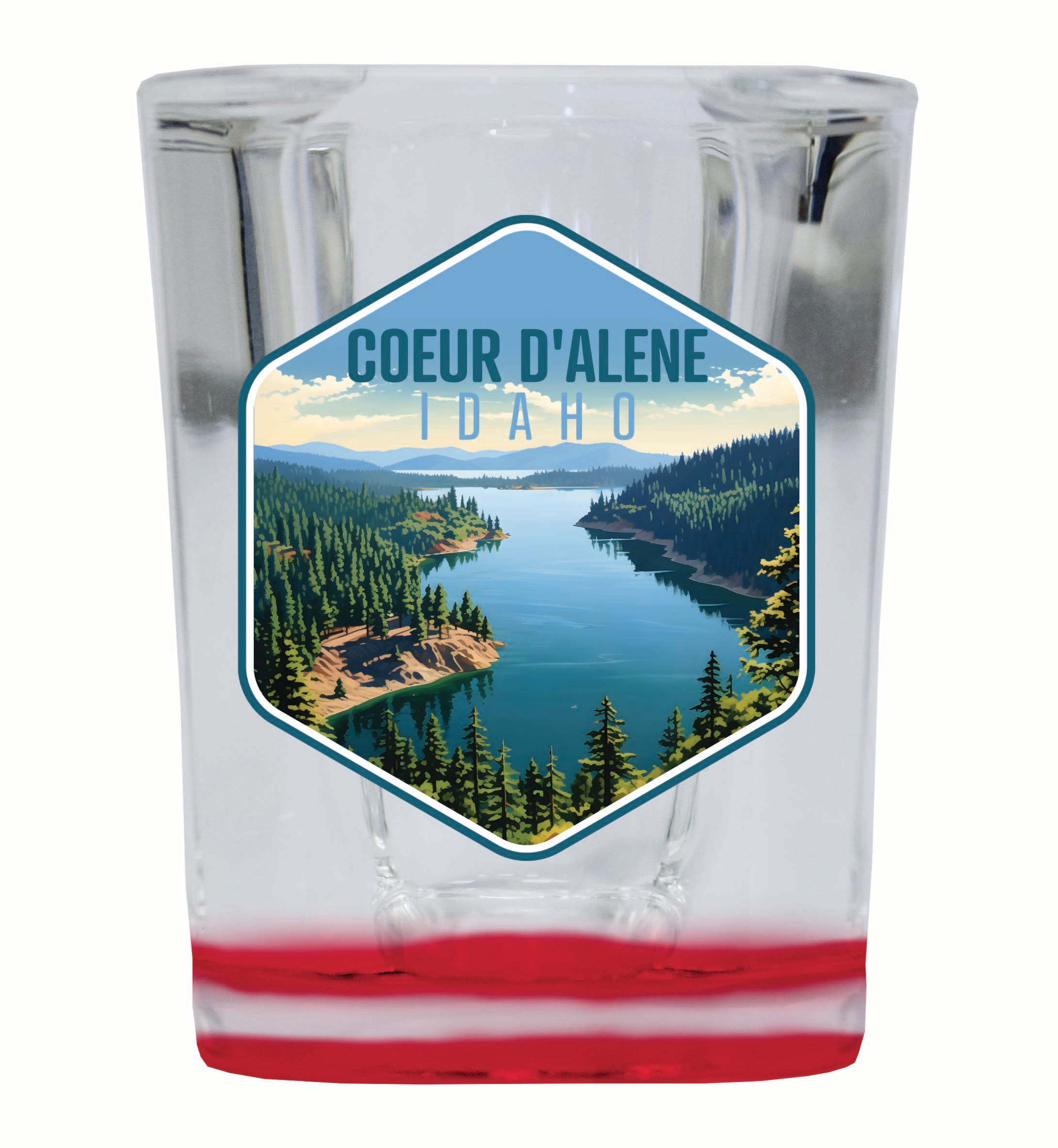 Coeur D'Alene Idaho Aerial Lake Design Souvenir 2 Ounce Shot Glass ...
