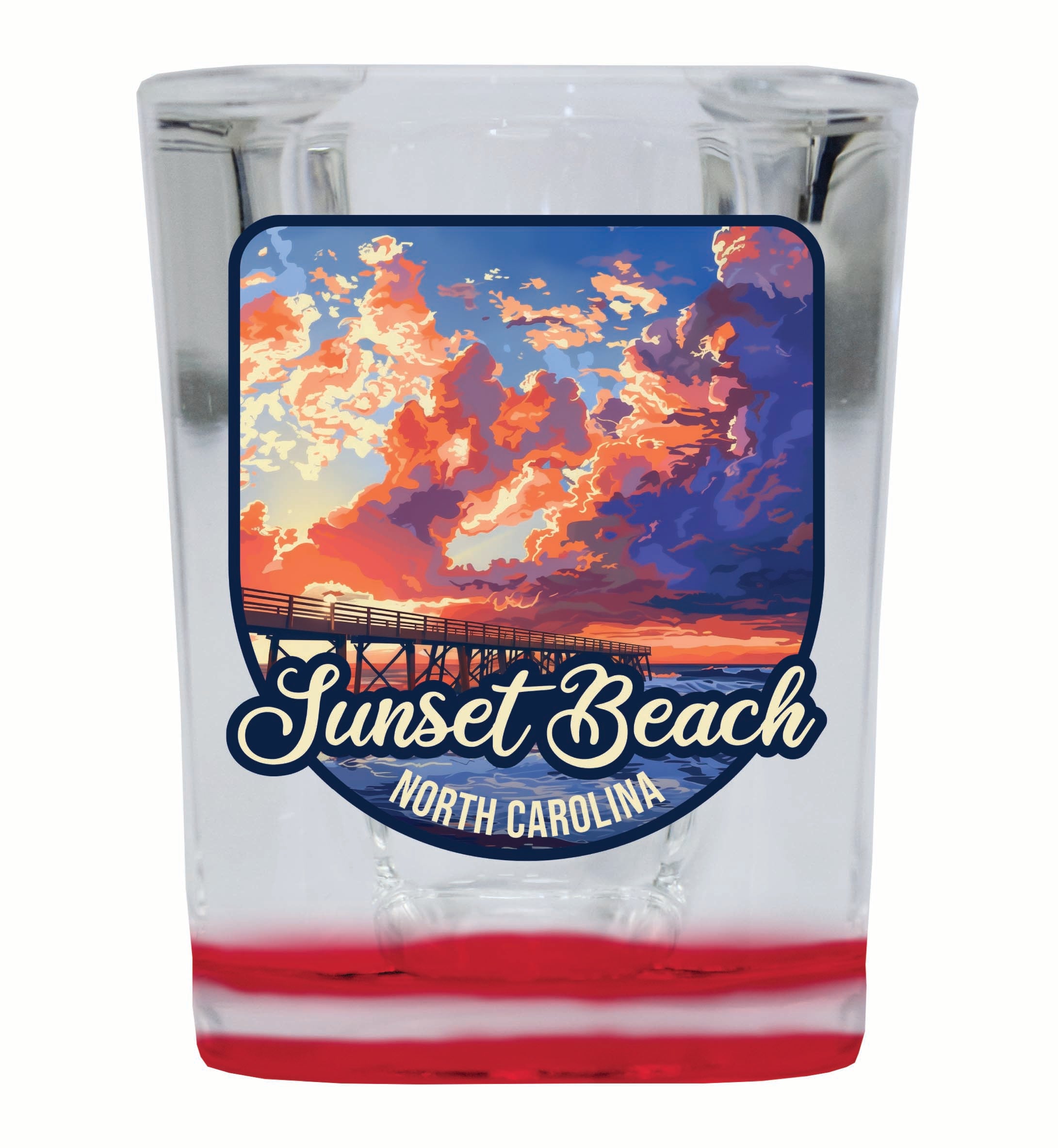 Sunset Beach North Carolina Sunset Pier Design Souvenir 2 Ounce Shot ...