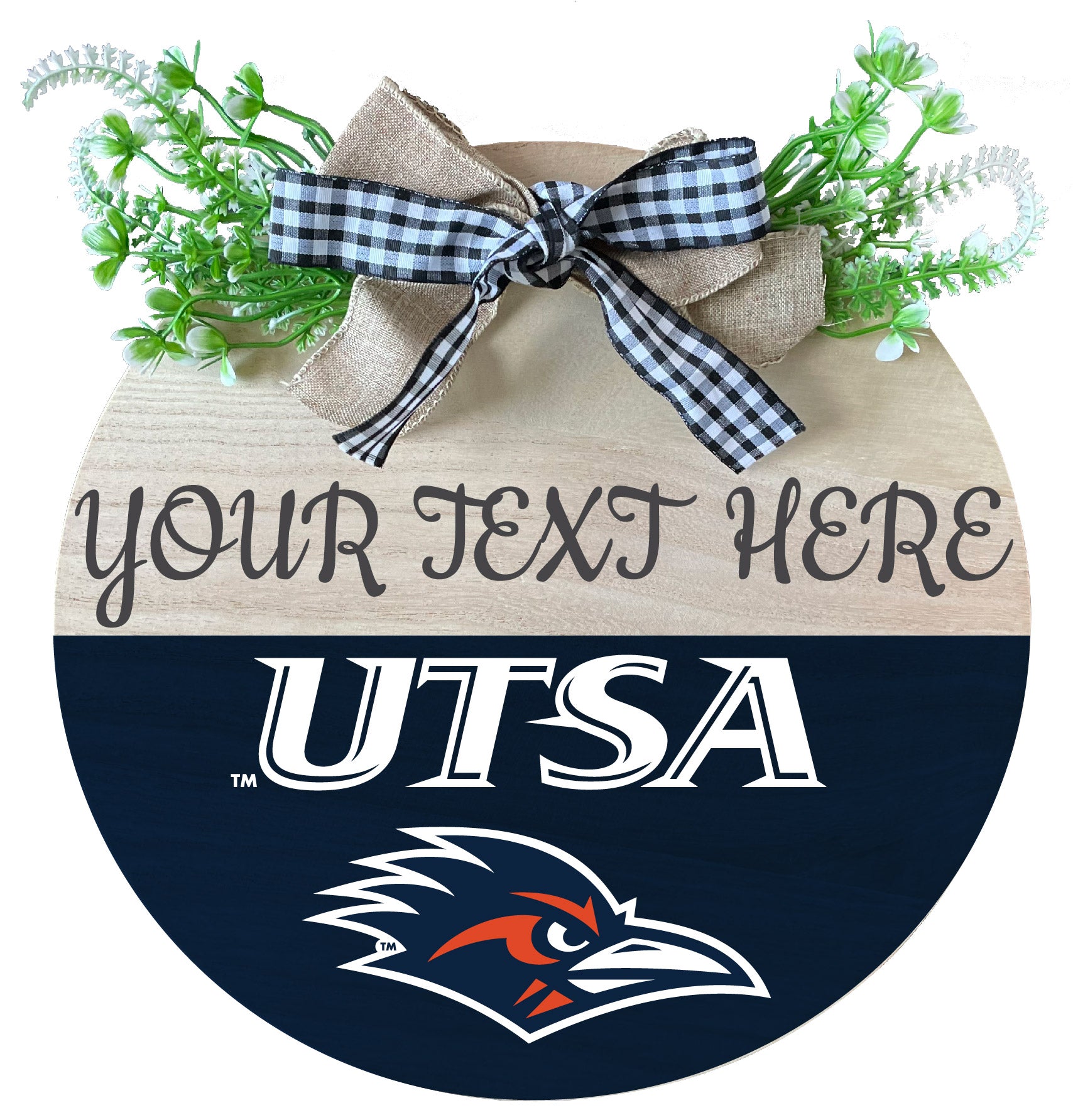 UTSA Road Runners Customizable Wooden Wreath Welcome Sign Officially ...