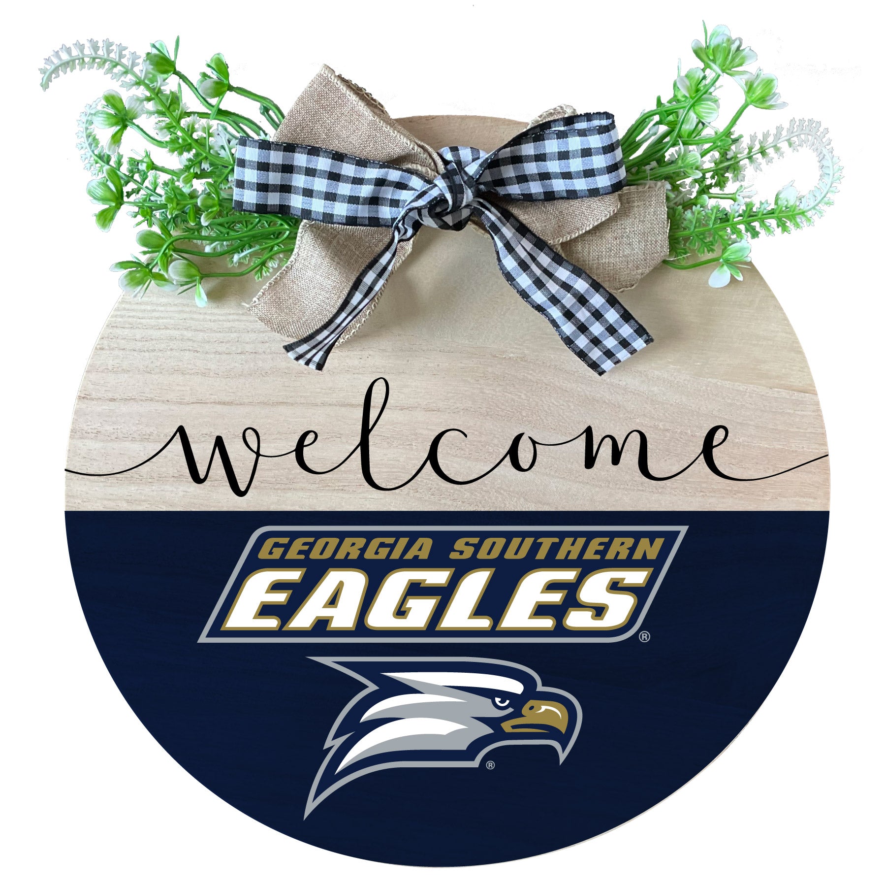Georgia Southern Eagles Wooden Wreath Welcome Sign Officially Licensed ...