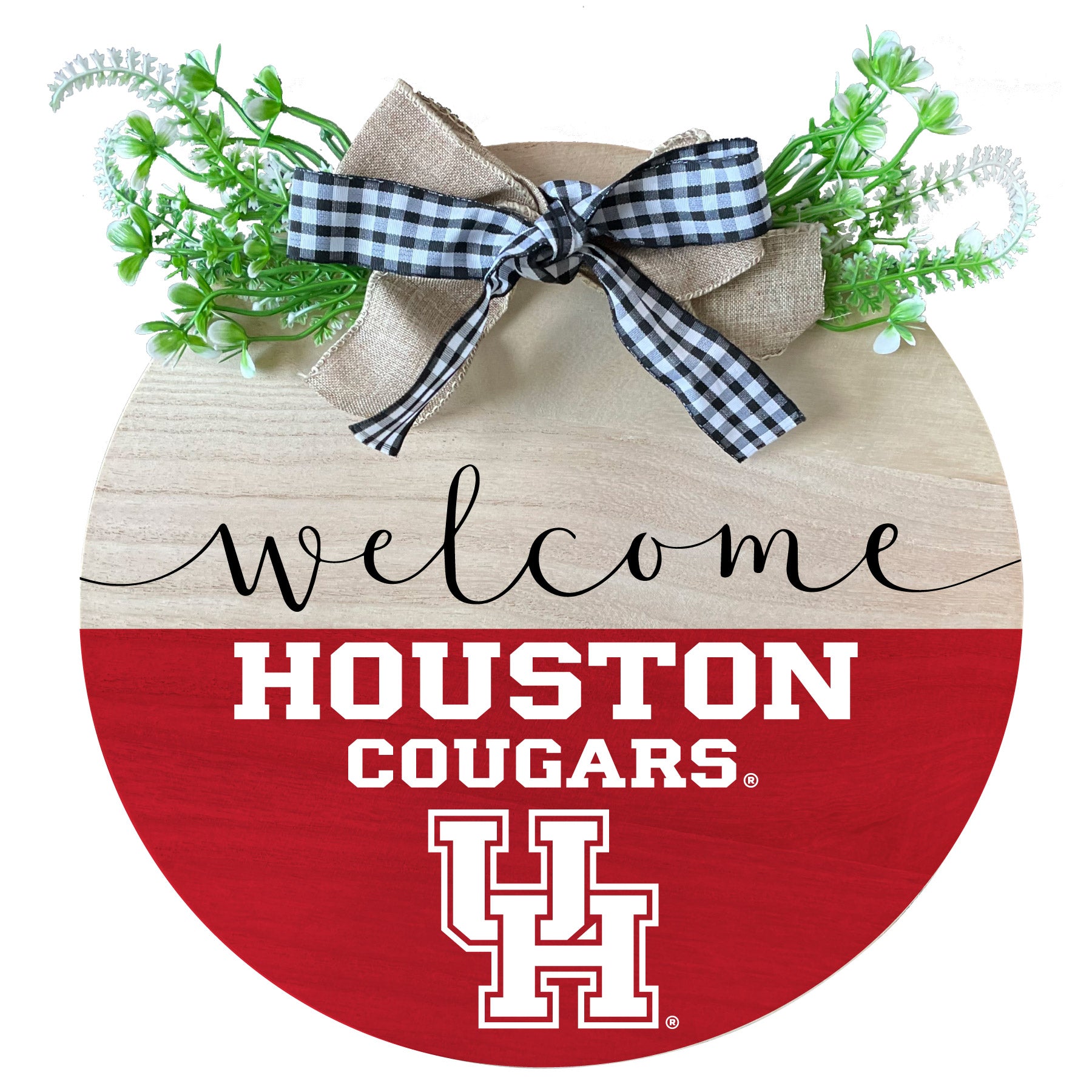 University of Houston Wooden Wreath Welcome Sign Officially Licensed ...