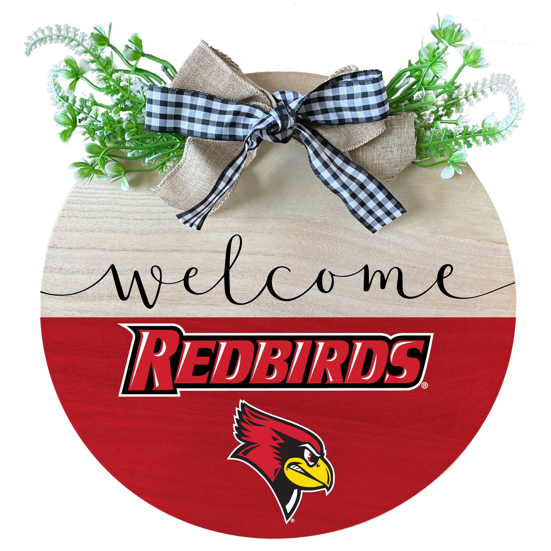 Illinois State Redbirds Wooden Wreath Welcome Sign Officially Licensed ...