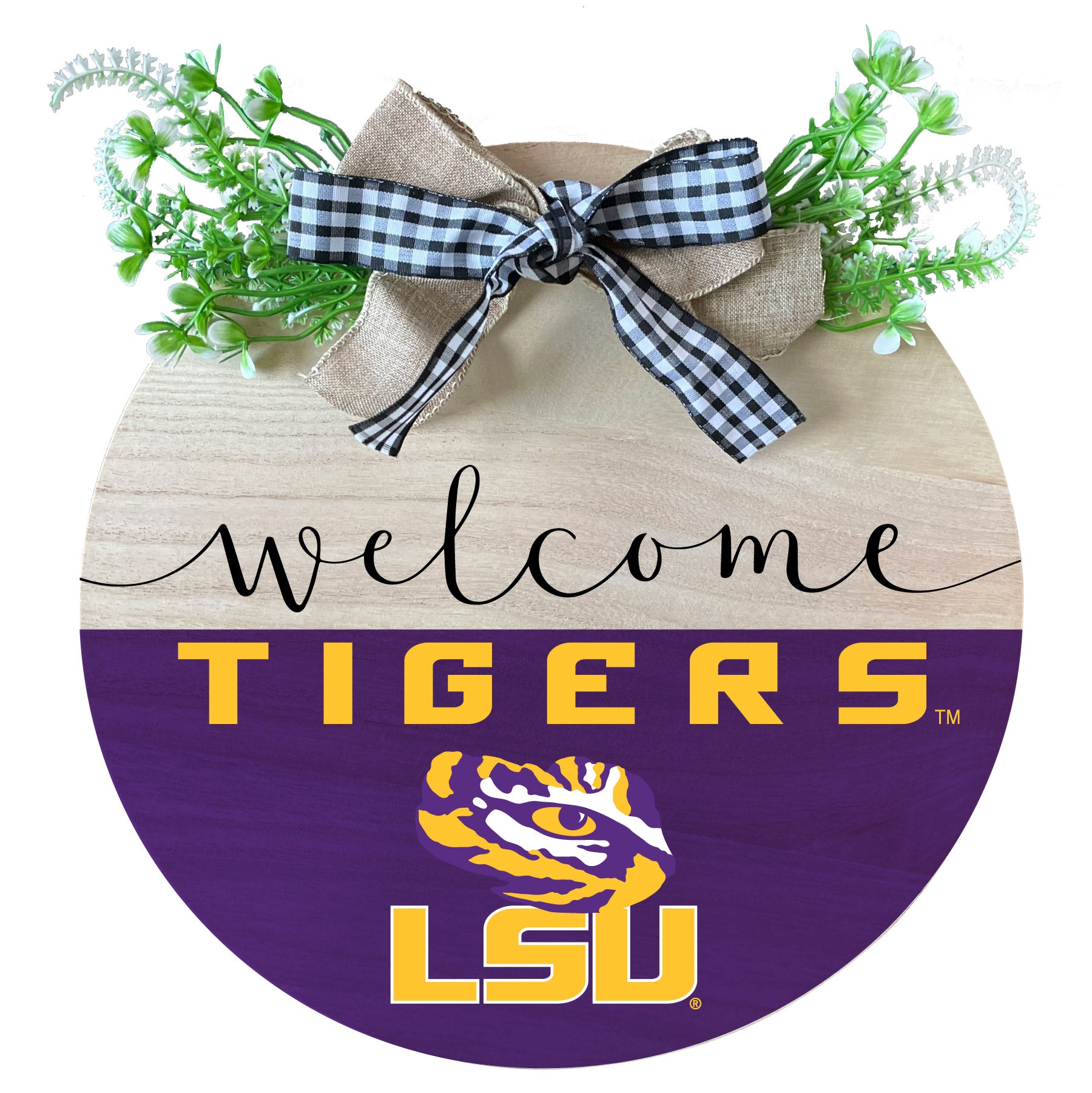 LSU Tigers Wooden Wreath Welcome Sign Officially Licensed Collegiate ...