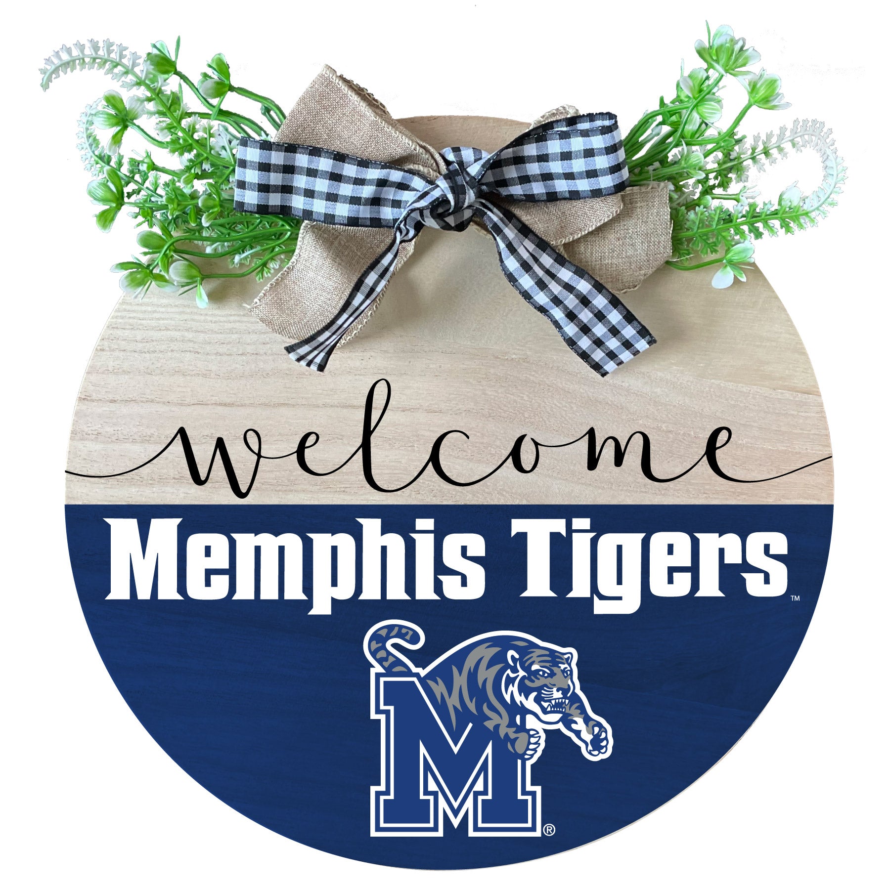 Memphis Tigers Wooden Wreath Welcome Sign Officially Licensed ...