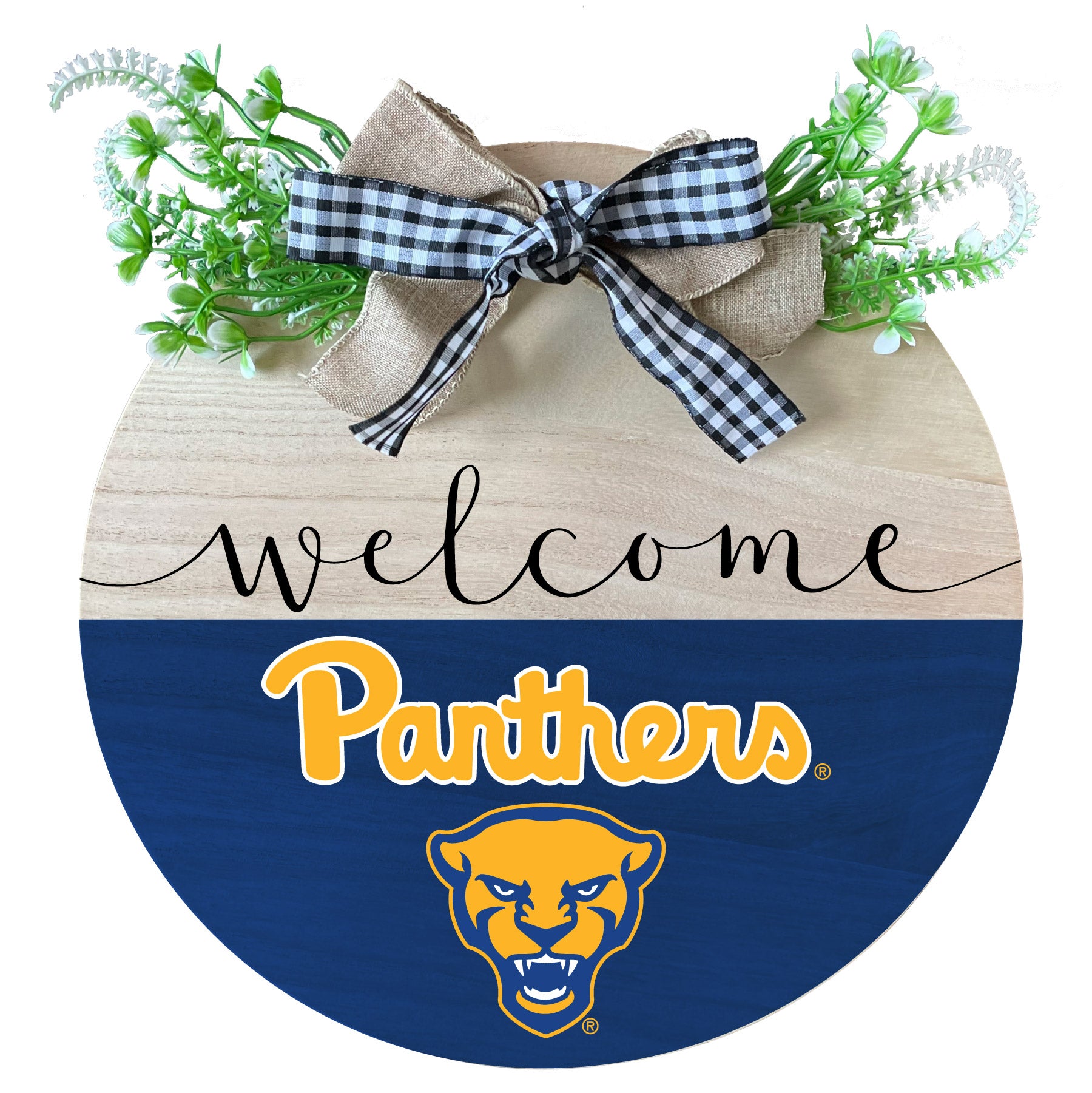 Pittsburgh Panthers Wooden Wreath Welcome Sign Officially Licensed ...