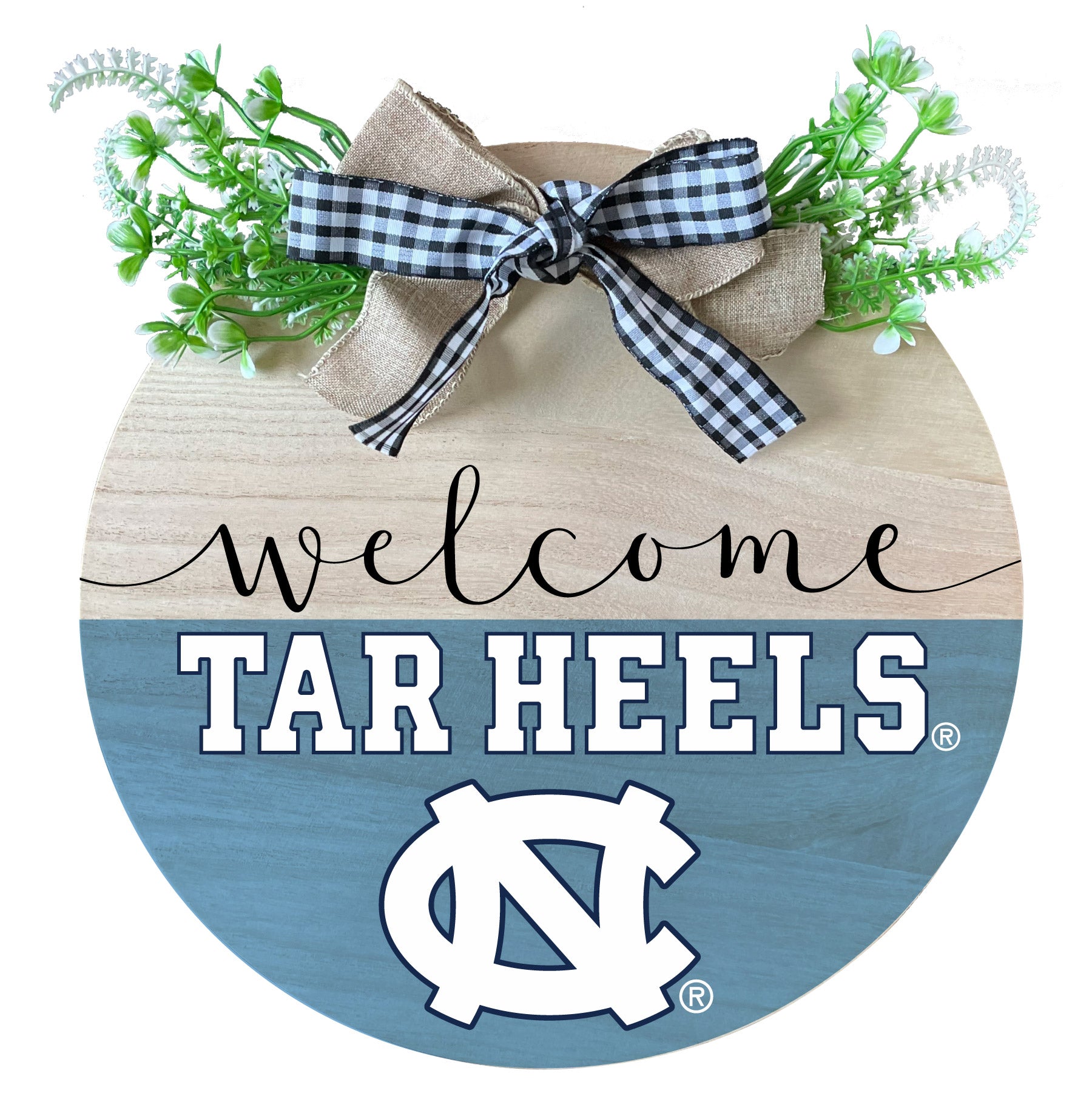 UNC Tar Heels Wooden Wreath Welcome Sign Officially Licensed Collegiate ...