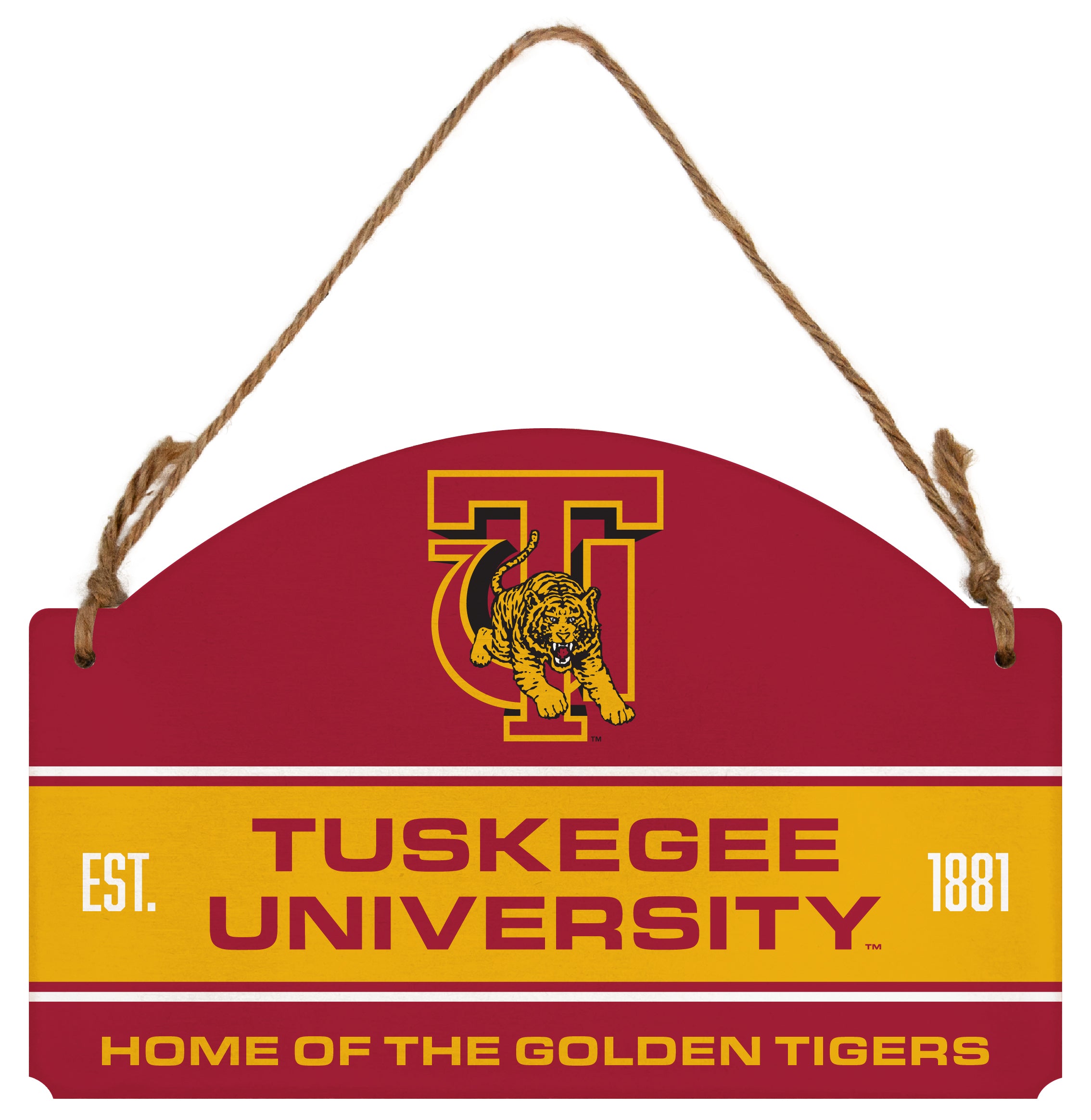 Tuskegee University Flat Wood Sign with Hanging String - Officially Li ...