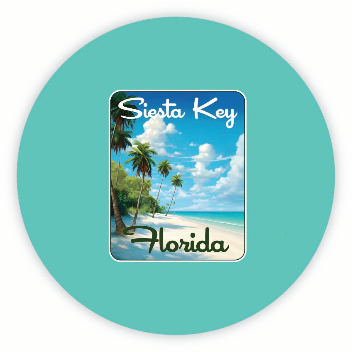 Siesta Key Beach Florida Tropical Beach Design Souvenir Round Vinyl ...