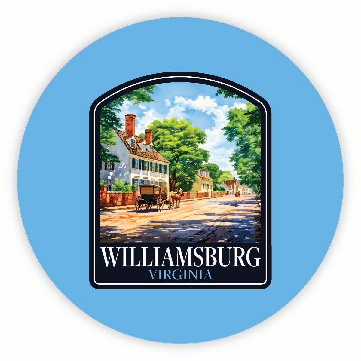 Williamsburg Virginia Colonial Street Design Souvenir Round Vinyl Decal ...
