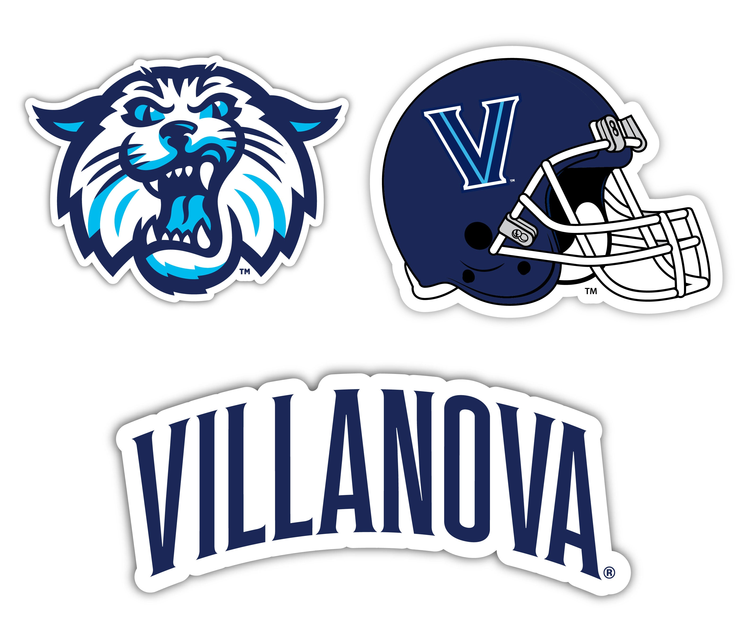 Villanova Wildcats Vinyl Decal Sticker 3-Pack (4-Inch Each) Officially ...