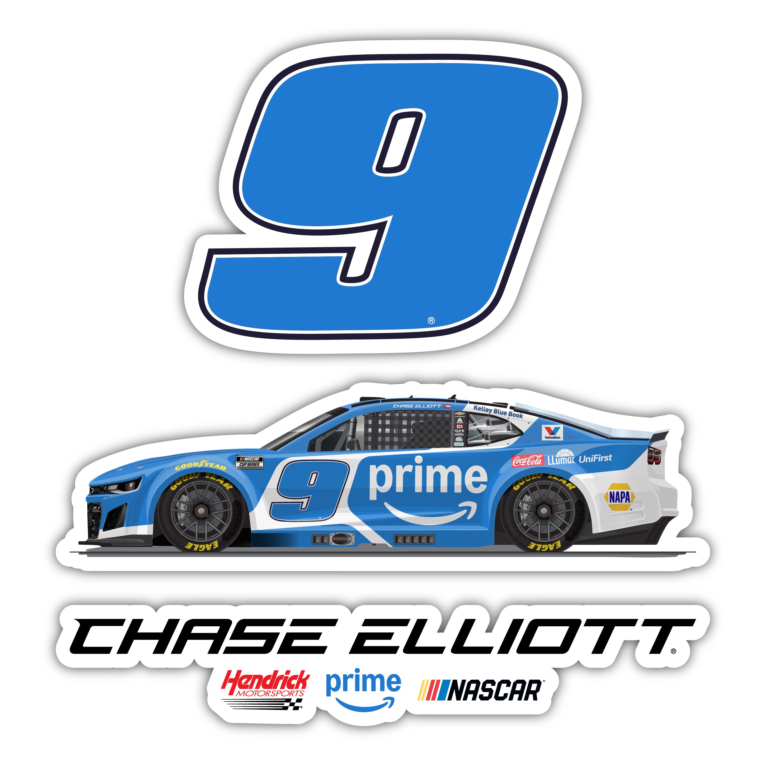 Nascar #9 Chase Elliott Officially Licensed 3-Pack Laser Cut Decal – R ...