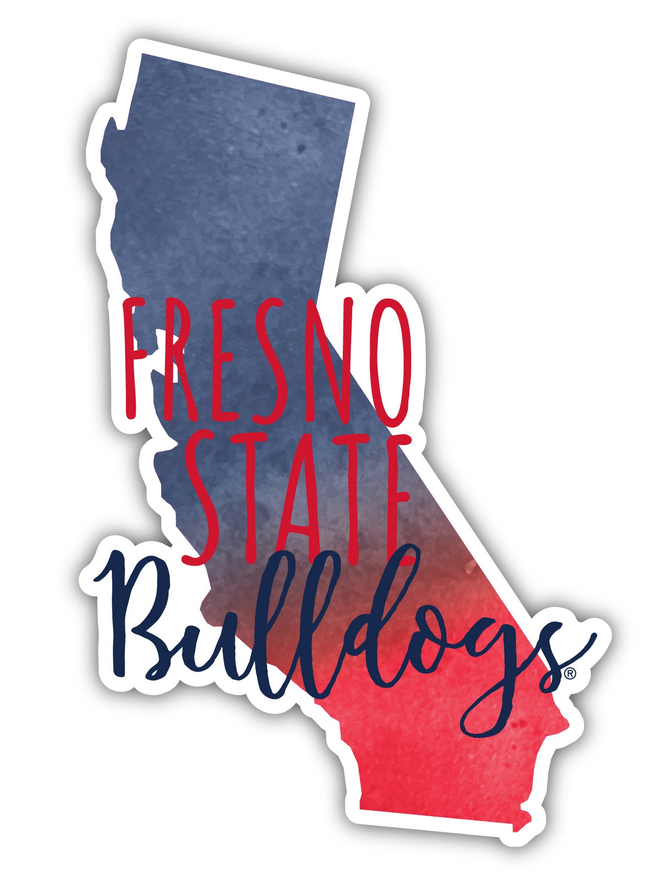 Fresno State Bulldogs 4-Inch Watercolor State Shaped NCAA Vinyl Decal ...
