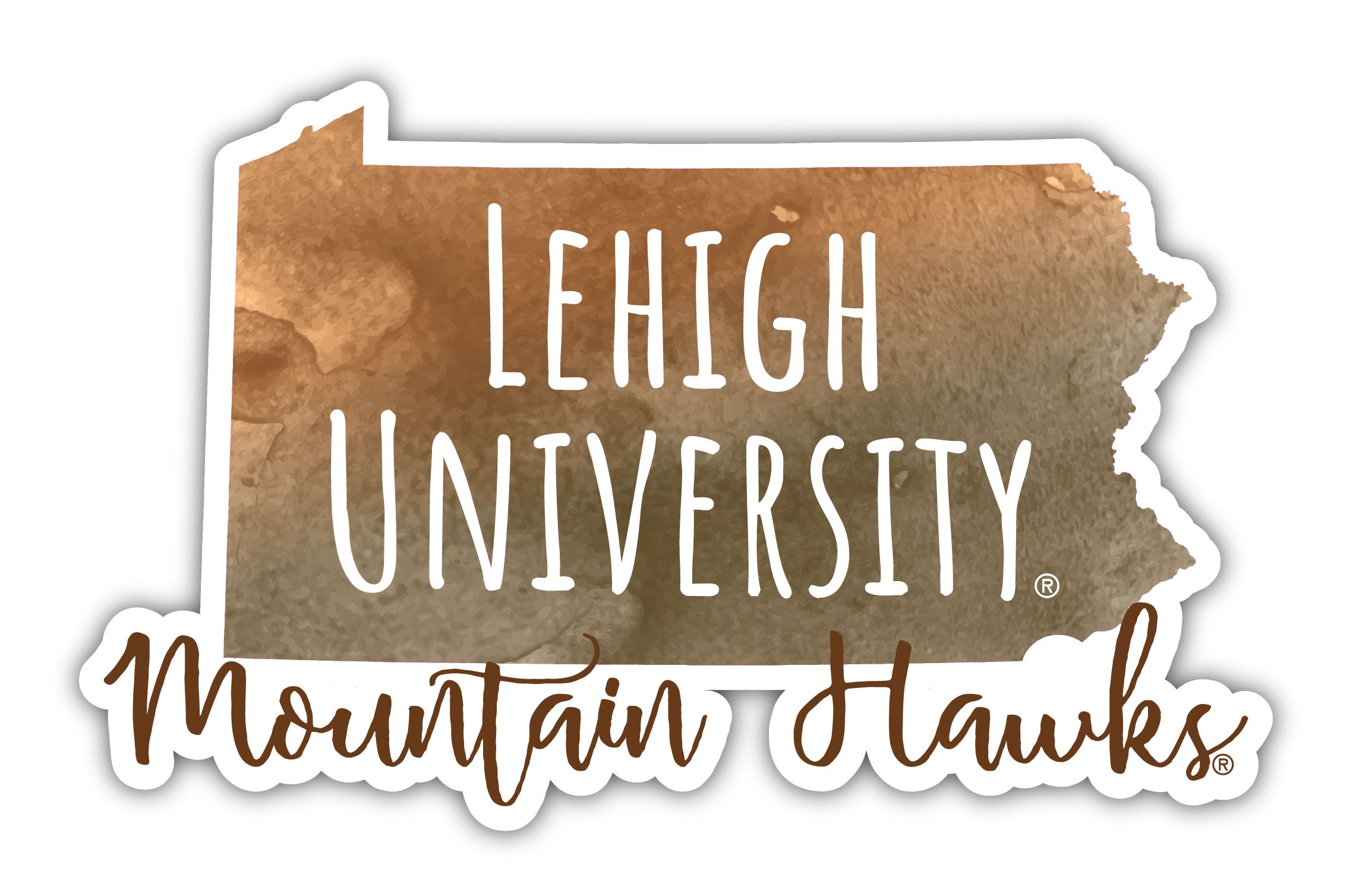 Lehigh University Mountain Hawks Watercolor State Die Cut Decal 4-Inch ...
