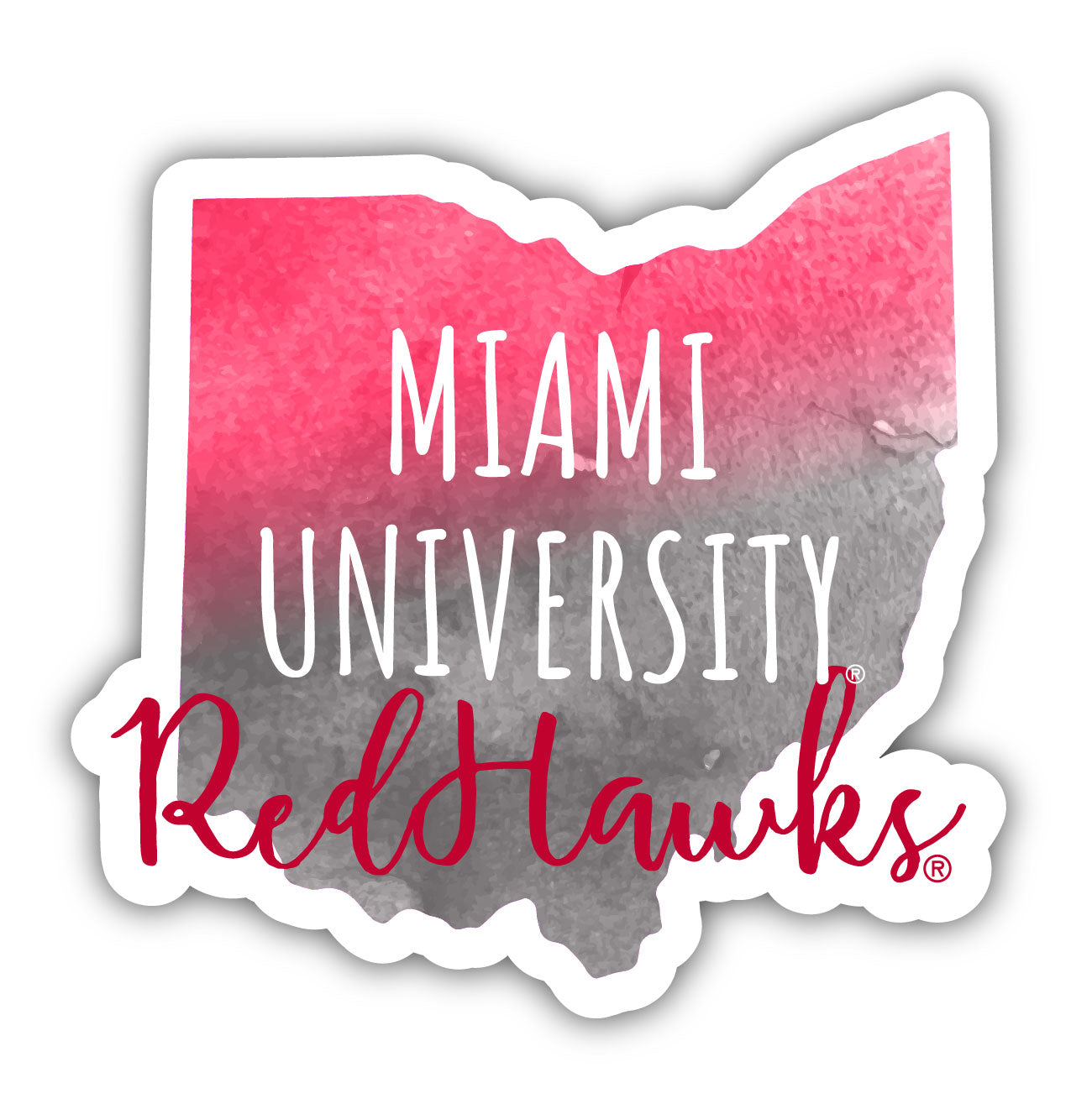 Miami of Ohio Watercolor State Die Cut Decal 4-Inch Officially License ...