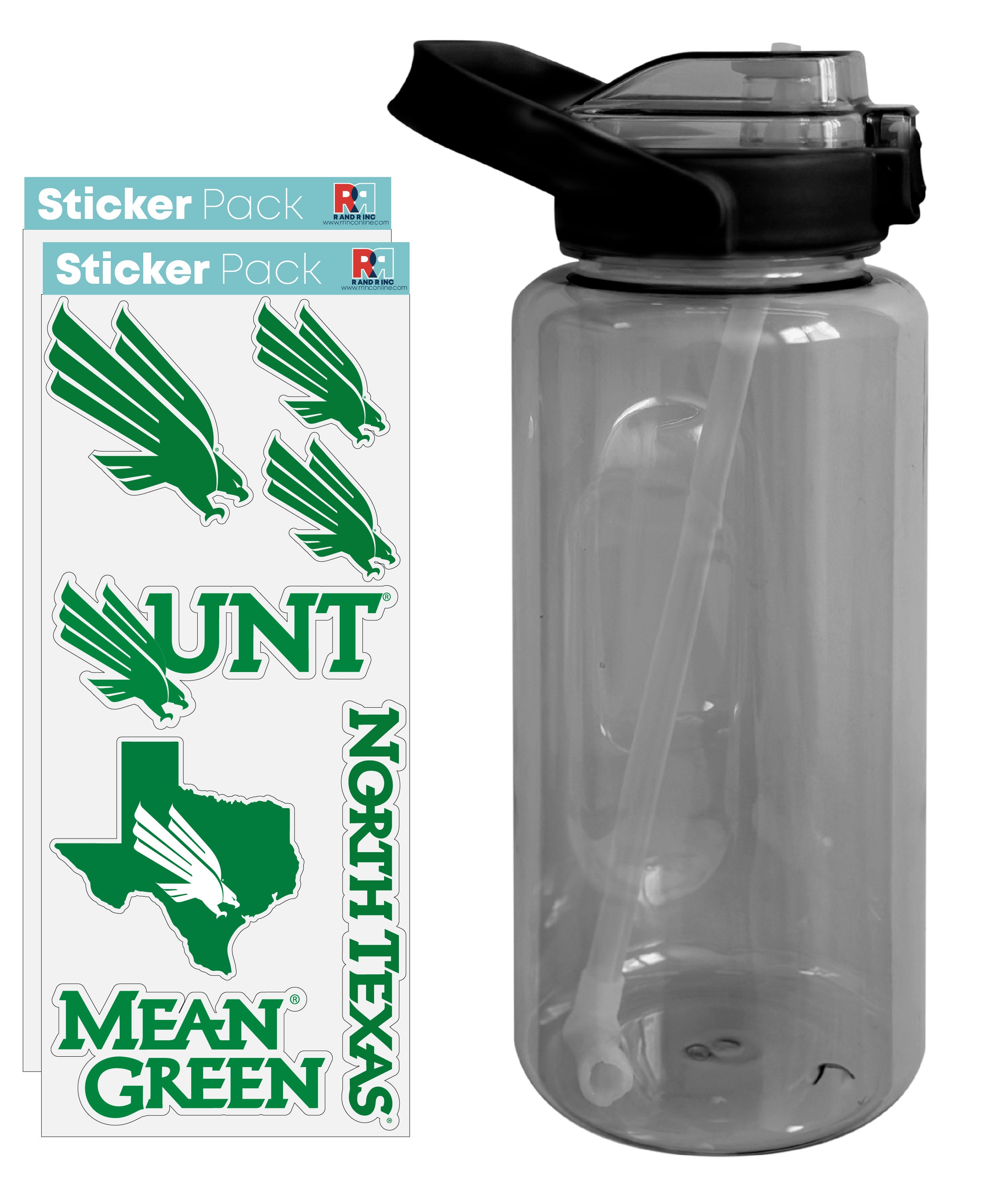 64 oz Large Water Bottle with North Texas Waterproof Stickers, Screw-o ...