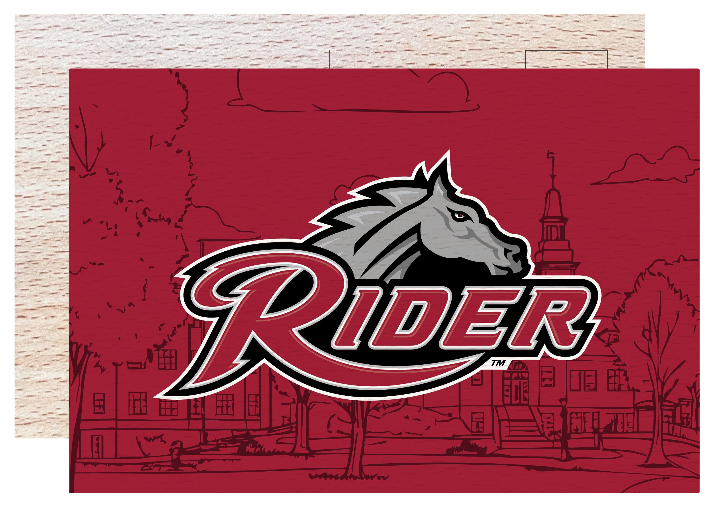 Rider University Broncs Officially Licensed 4x6" Wooden Postcard with ...