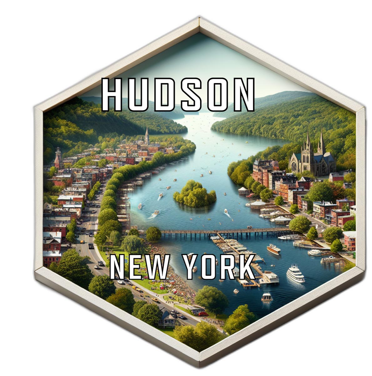Hudson New York Souvenir Travel Destination Die Cut Hexagon Fridge ...