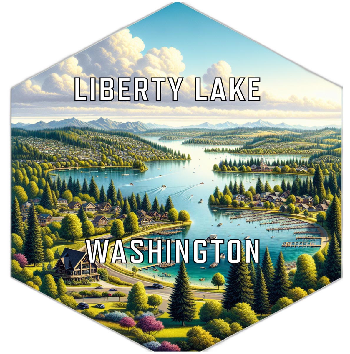 Liberty Lake Washington Souvenir Travel Destination Die Cut Hexagon ...