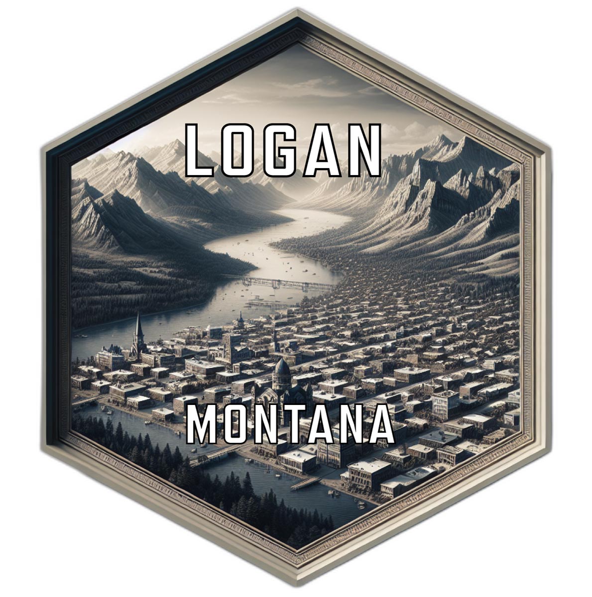 Logan Montana Souvenir Travel Destination Die Cut Hexagon Fridge Magnet ...