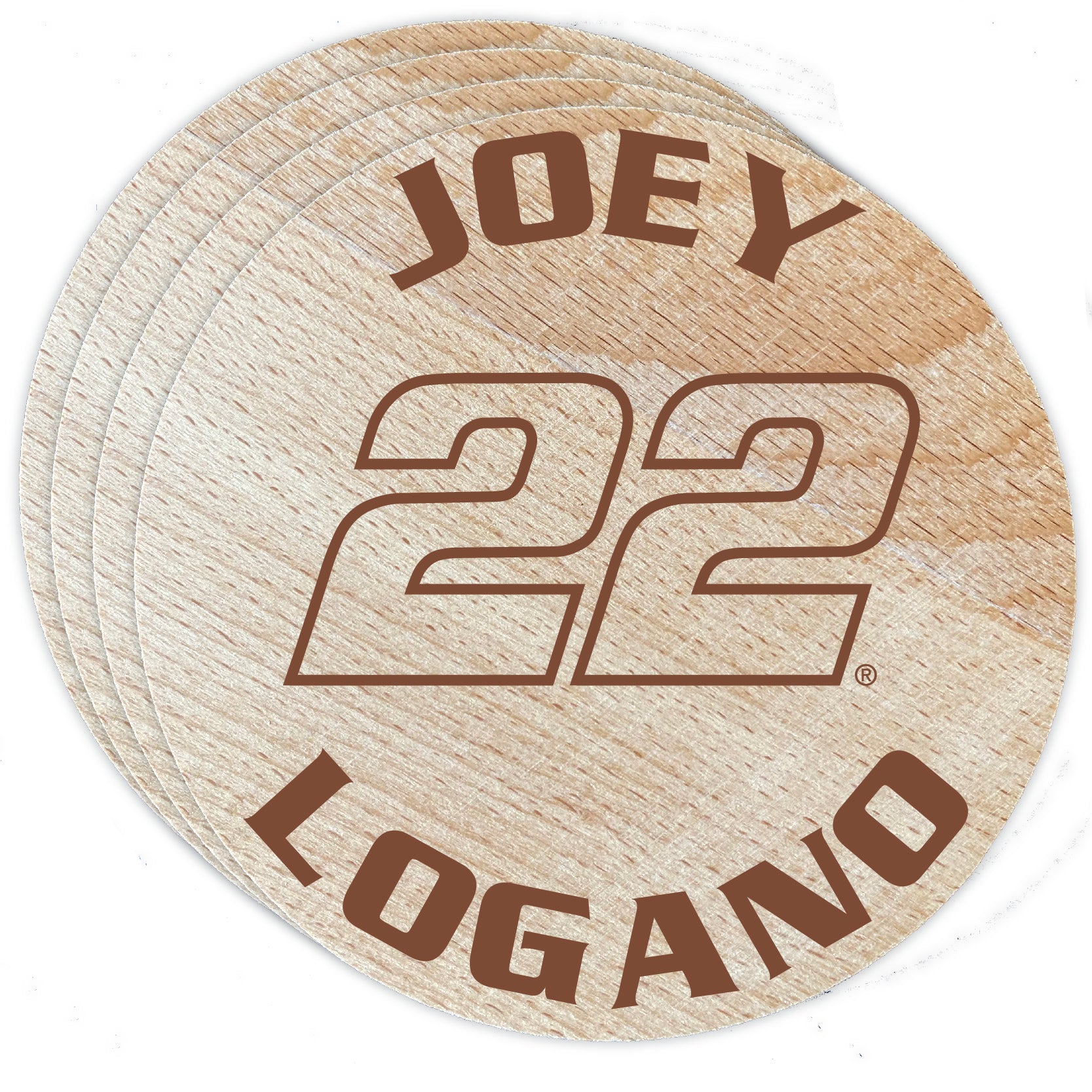 Nascar #22 Joey Logano Wood Coaster Engraved 4-Pack – R & R INC.