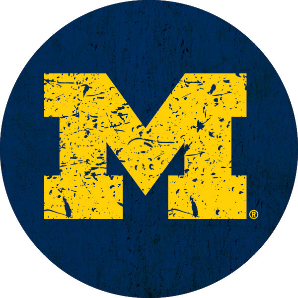 Michigan Wolverines Distressed Wood Grain Design 4-Inch Round Shape NC ...