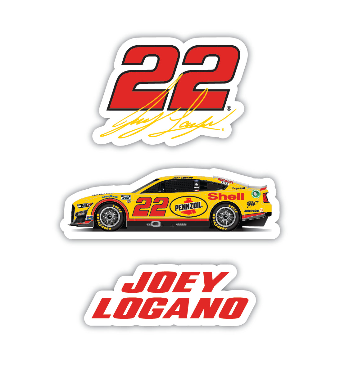 #22 Joey Logano 3 Pack Laser Cut Decal – R & R INC.