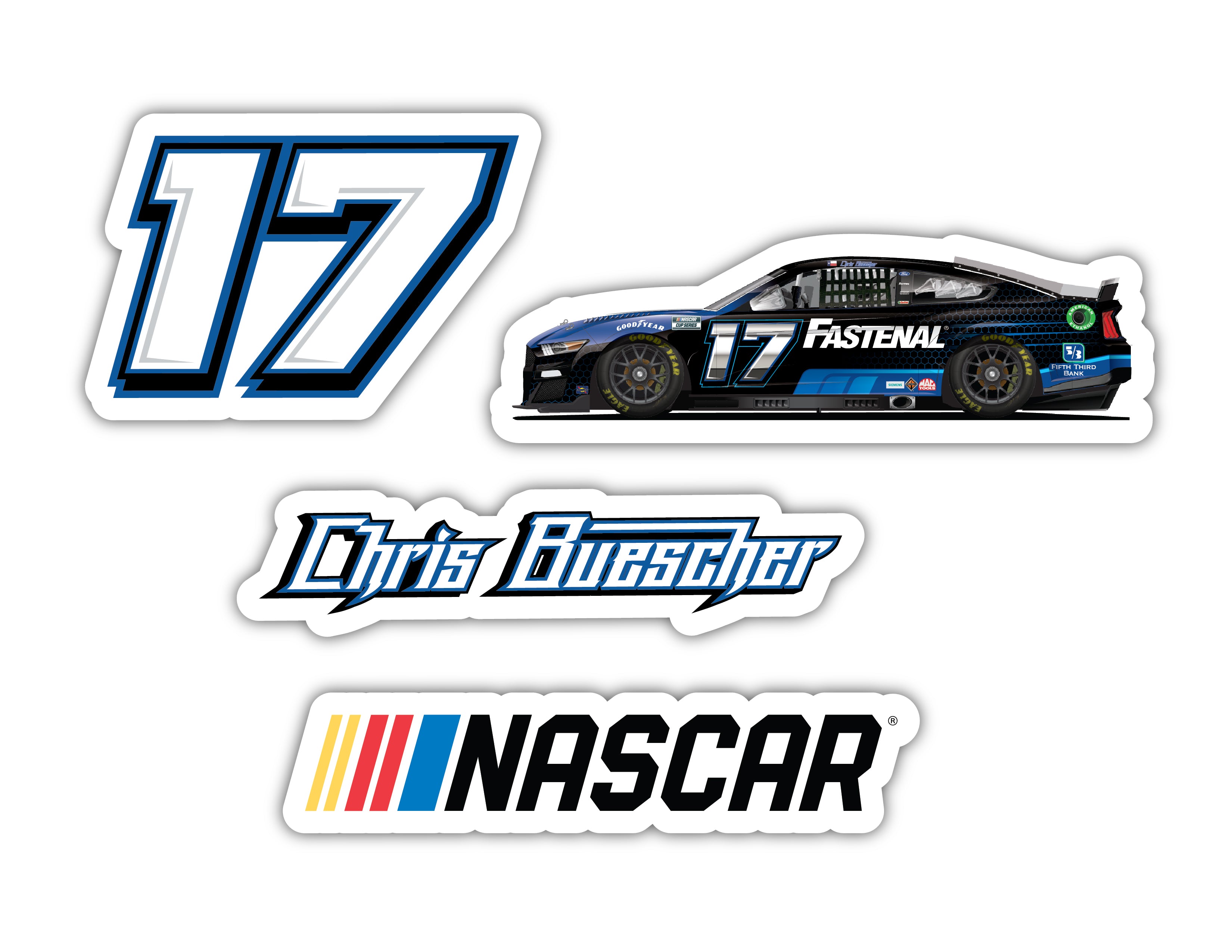 Chris Buescher #17 NASCAR Cup Series 4 Pack Laser Cut Decal – R & R INC.