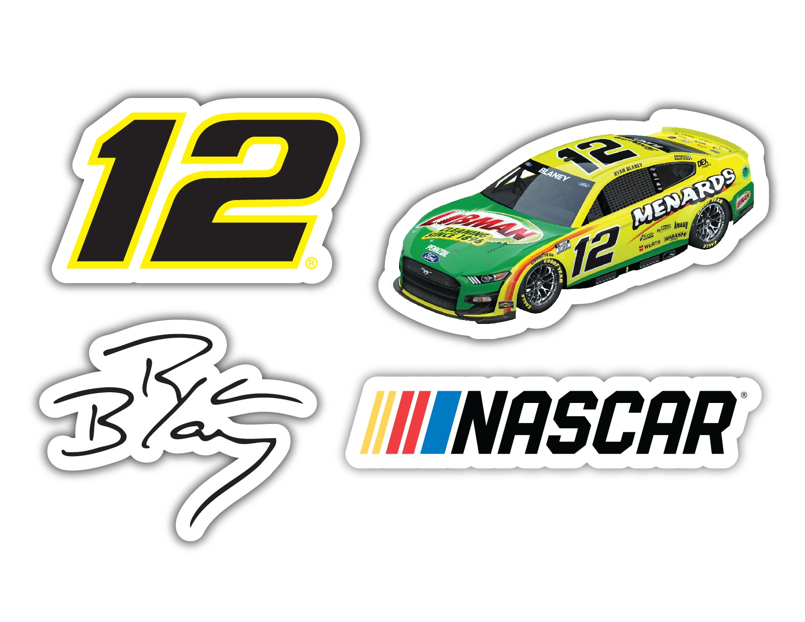 Ryan Blaney #12 NASCAR Cup Series 4 Pack Laser Cut Decal – R & R INC.