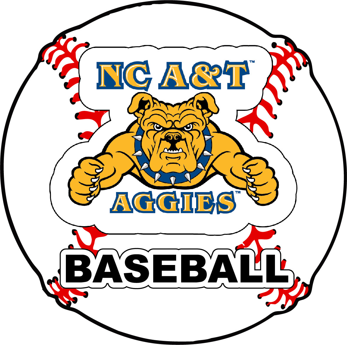 North Carolina A&T State Aggies 4-Inch Round Baseball NCAA Passion Vin ...